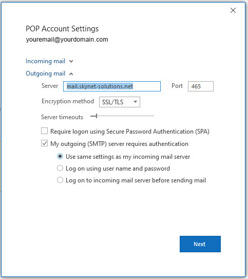 Outlook Email Setup Instructions for Skynet Solutions